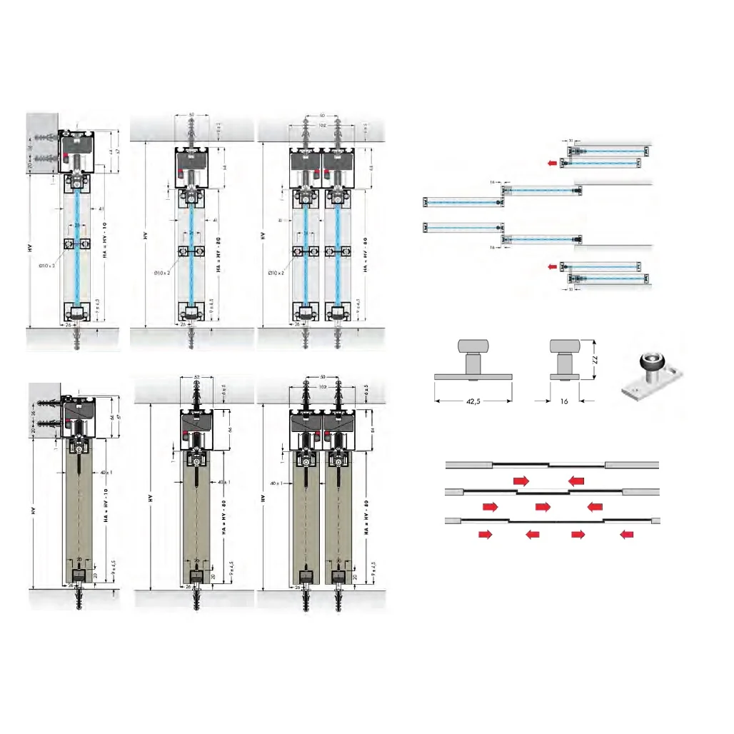 Cinetto PS65 Sliding Door System Without Lower Rail – Premier Hardware UK